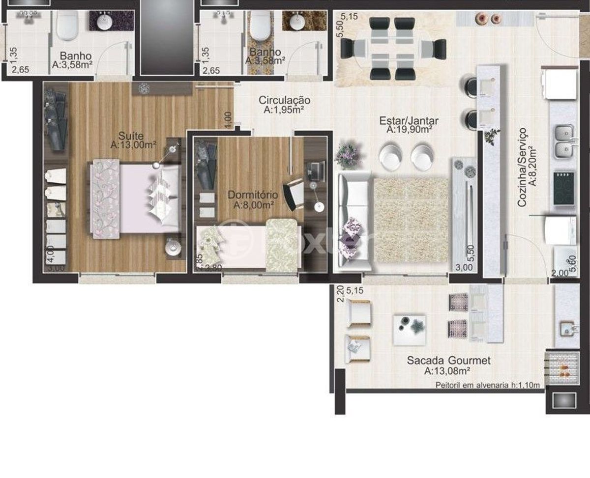 Apartamento 2 dorms e 81.676m² à venda - Rua Alcides Longhi, Sanvitto ...